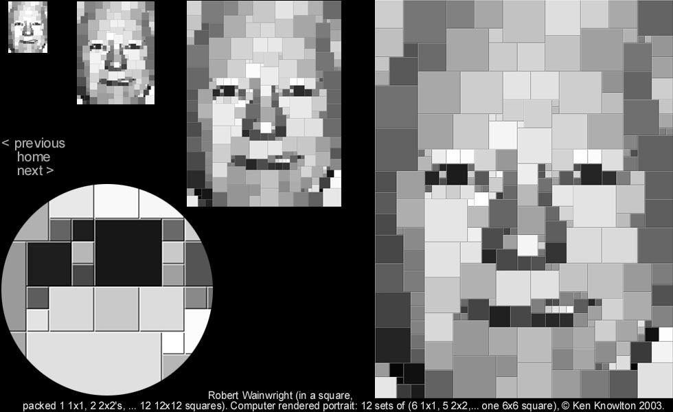Bob Wainwright, portrait in a series of squares, Ken Knowlton, Portrait ...
